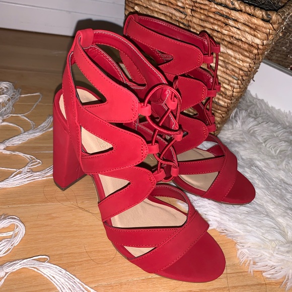 Shoes | New Lace Up Red Heels | Poshmark